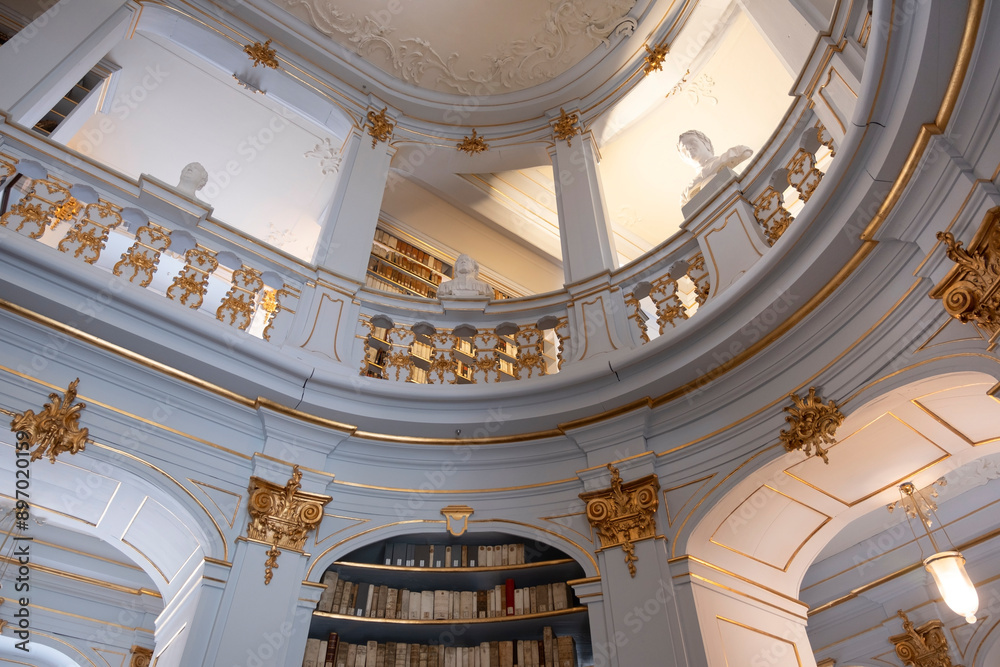 Interior Duchess Anna Amalia Library with Rococo hall, central aisle in ...