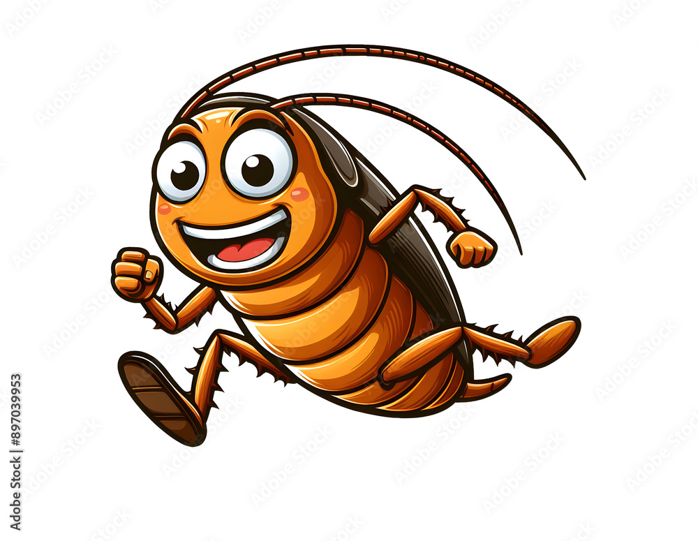 Running smiley scared cockroach cartoon vector illustration design ...