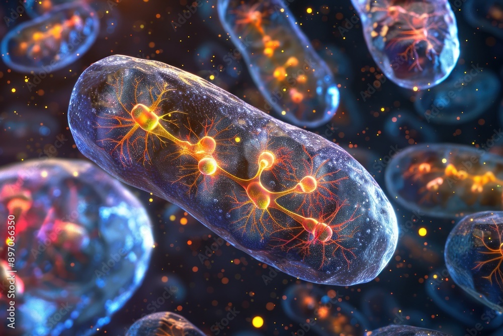 Microscopic view of mitochondria in plant cells, highlighting their ...