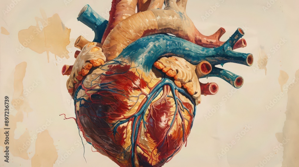Detailed illustration of the human heart, highlighting the chambers ...