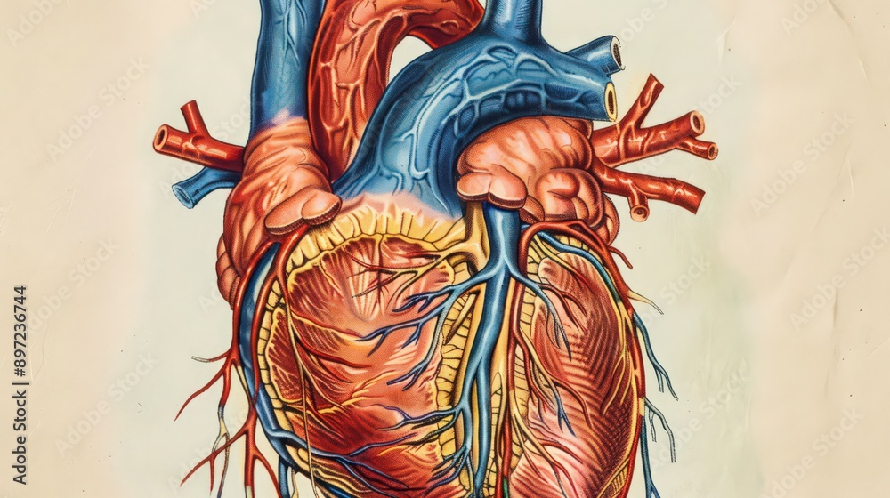 Detailed illustration of the human heart, highlighting the chambers ...