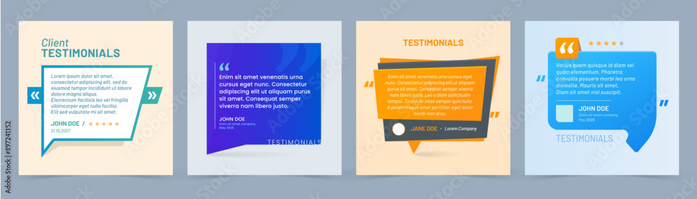 Testimony review templates, customer feedback, speech box layout ...