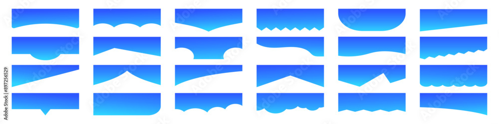 Collection of blue gradient separator footers, modern dividers shapes ...