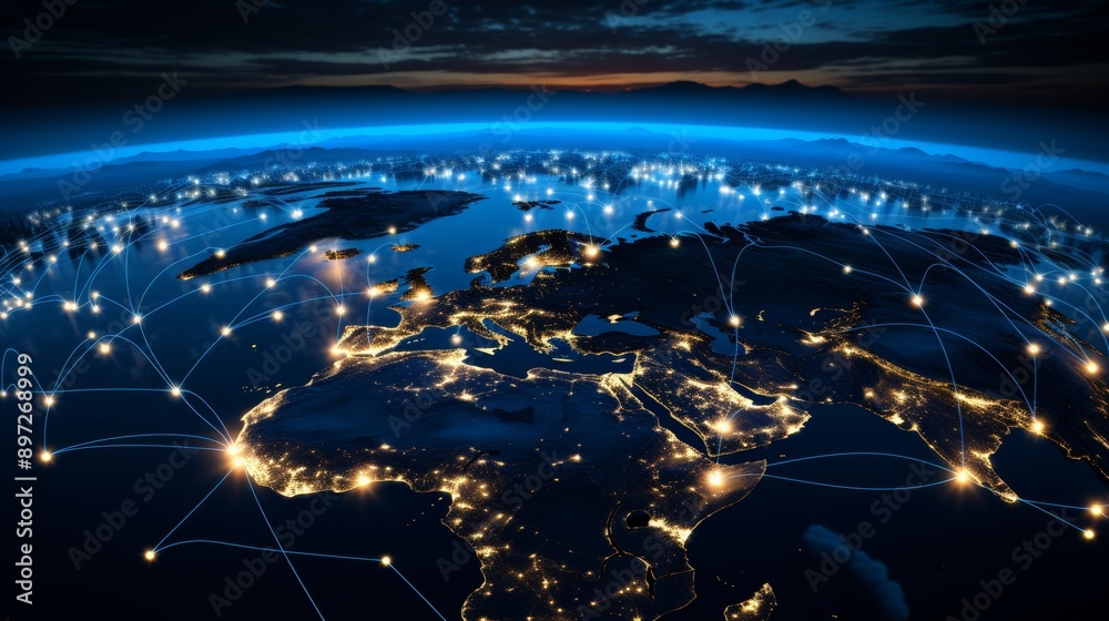 Data and telecommunication network map of saudi arabia, middle east ...