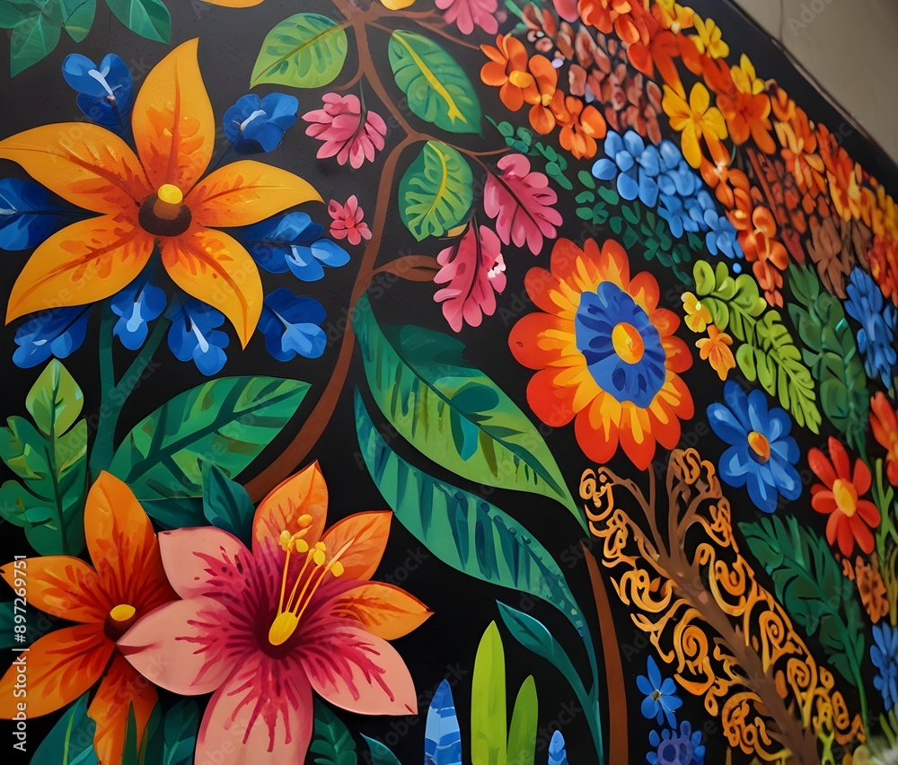 Generate a vibrant and harmonious mural that celebrates the cultural ...