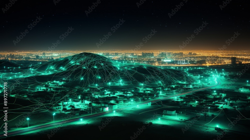 Foto de Stock Data and telecommunication network map of saudi arabia ...