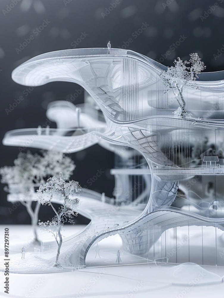 Transparent Architecture Model: Organic Structural Tubes and Exploded ...
