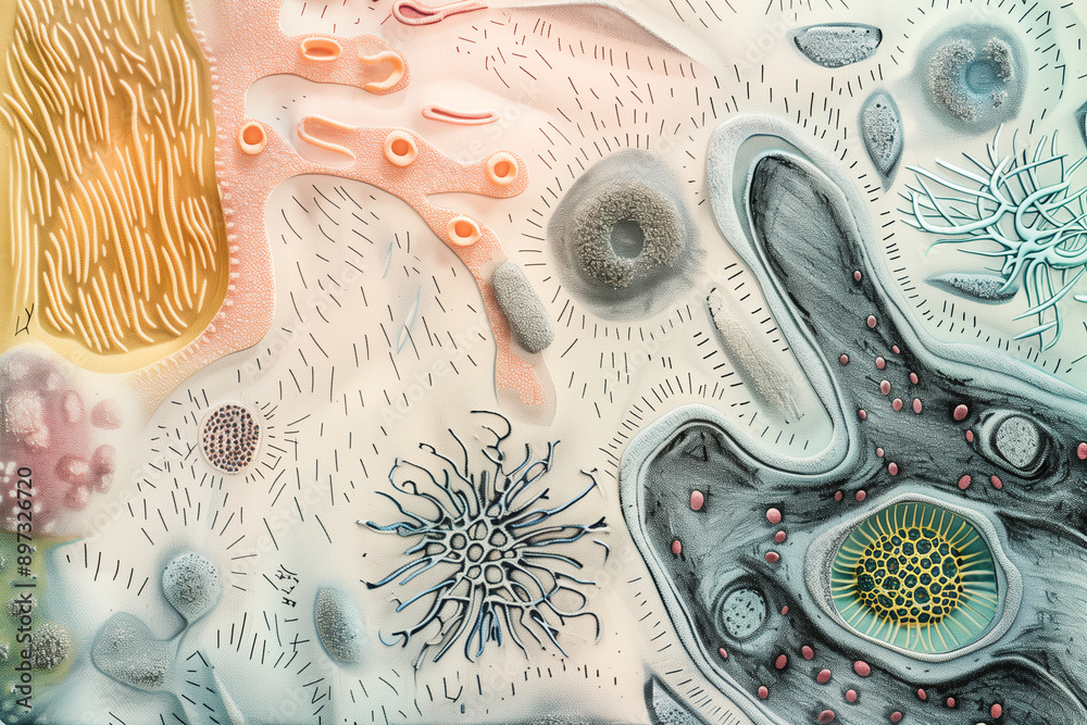 Various viruses, microbes and bacteria, microorganisms under the ...