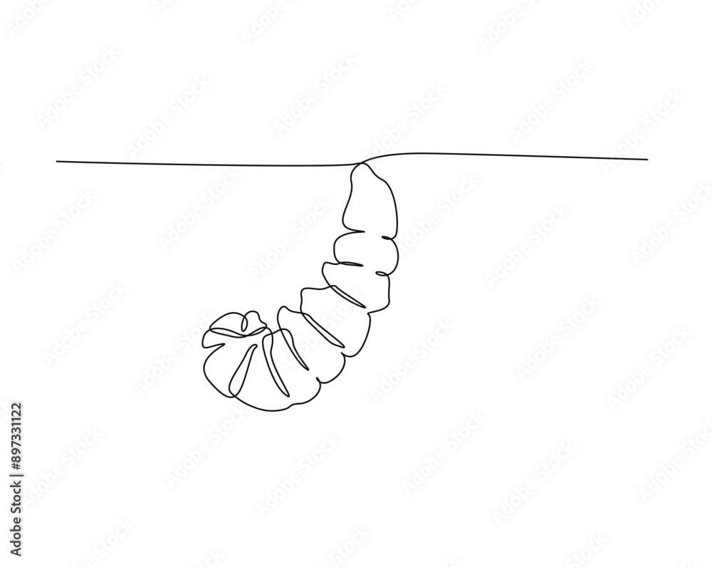 One continuous line drawing Caterpillar process into pupae. Caterpillar ...