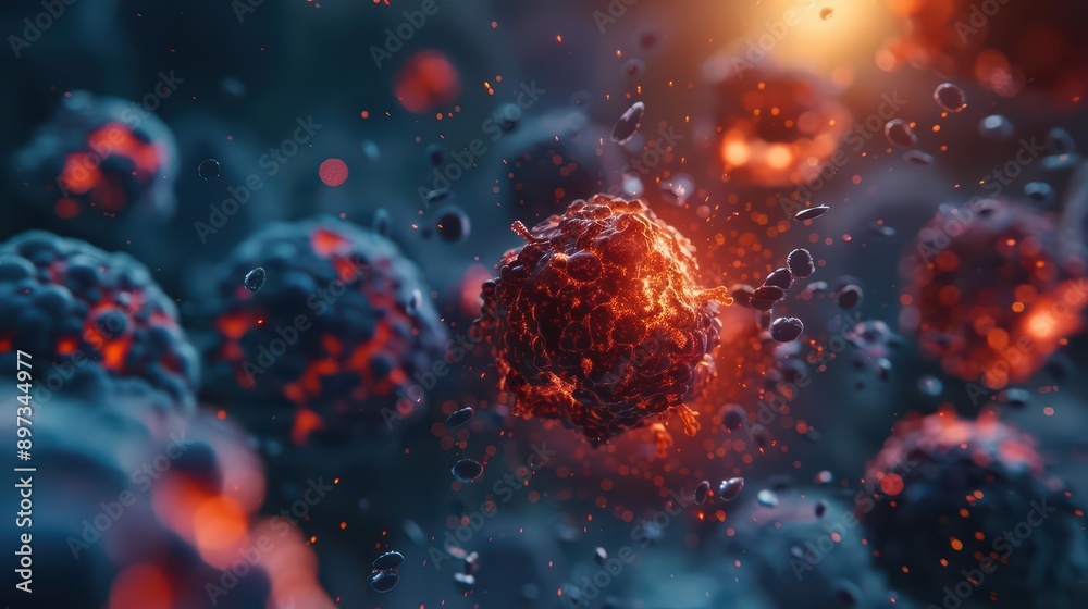 An oncological EruptiveFlash highlighting a dramatic scene of cancer ...