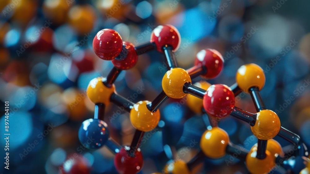 Colorful molecular model showing chemical structure and atomic ...