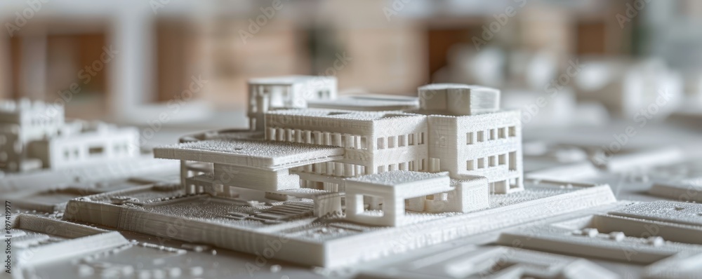 Architectural model of a modern building showcasing urban development ...
