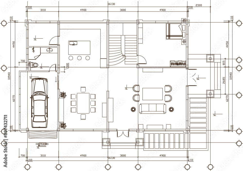 Vector silhouette illustration sketch, detailed drawing of site plan ...
