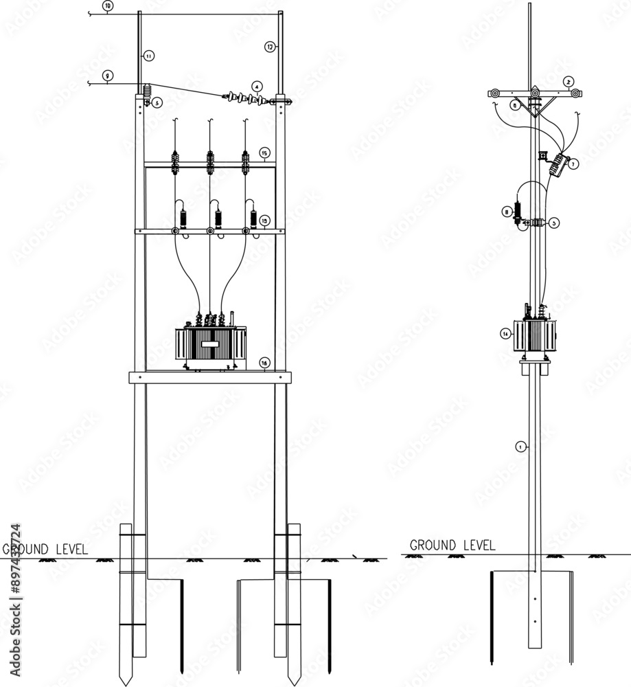 Vector silhouette illustration sketch, detailed design drawing for ...