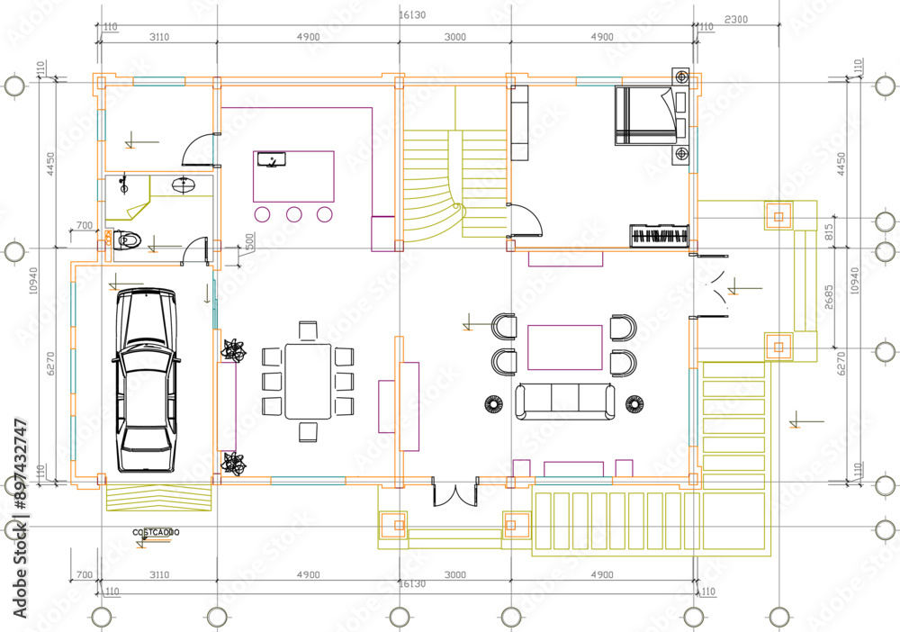 Vector silhouette illustration sketch, detailed drawing of site plan ...