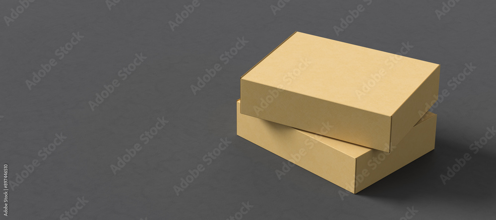 Cardboard box mock up. Kraft box mock up isolated on dark background ...