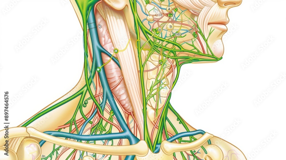 Ilustración de Stock A detailed illustration of the lymphatic drainage ...