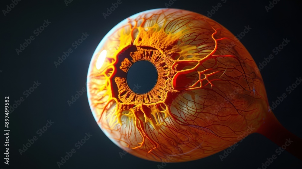 An ophthalmic imaging photo showing the detailed structure of the ...