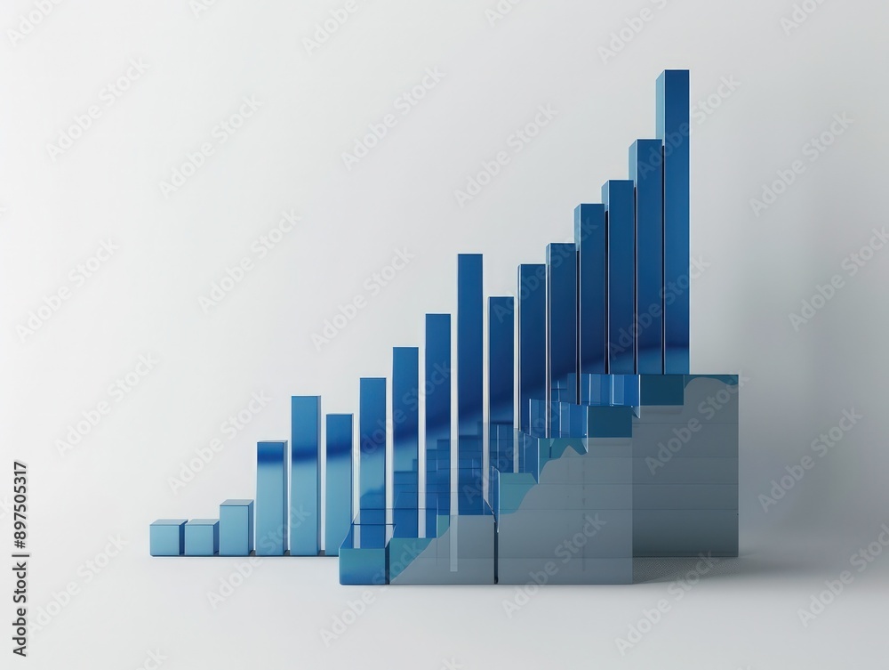 Financial surge depicted in a bar chart with a steep spike, set against ...