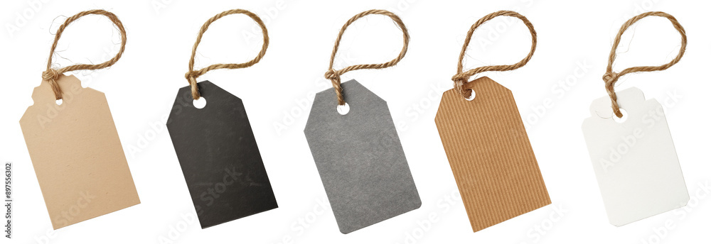 Carton paper label tags, with natural linen string cord knot. Different ...