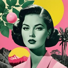 Retro Fifties Lady Art Collage Free Stock Photo - Public Domain Pictures