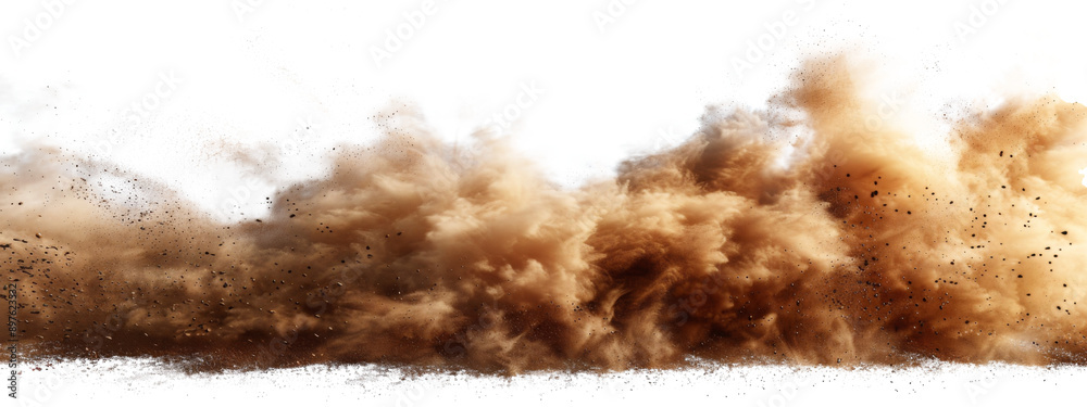 sandstorm sand dust cloud flying small particles isolated in ...