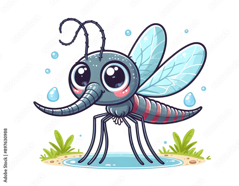 Cute mosquito cartoon vector illustration design isolated on a ...