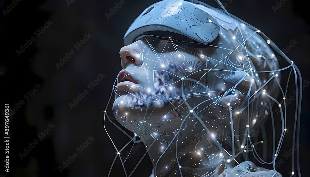 A person controlled like a puppet by strings made of data streams ...