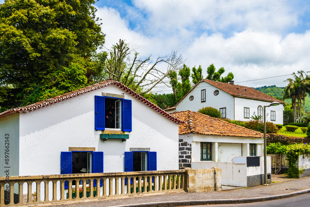 Historic traditional houses in Furnas village, famous place to see ...