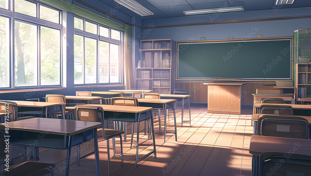 empty classroom anime background Stock Illustration | Adobe Stock