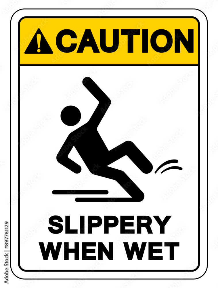 Caution Slippery When Wet Symbol Sign,Vector Illustration, Isolate On ...