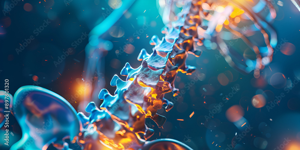 Fracture spinal cord, illustration of human spinal cord bones and disc ...