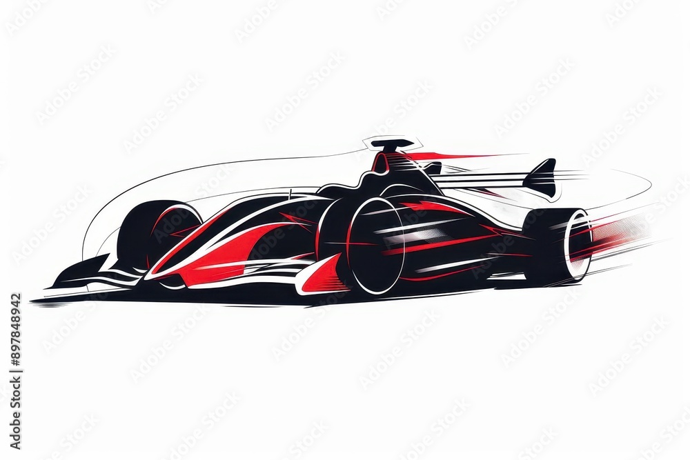 sleek f1 race car icon red and black contrasting design aerodynamic ...