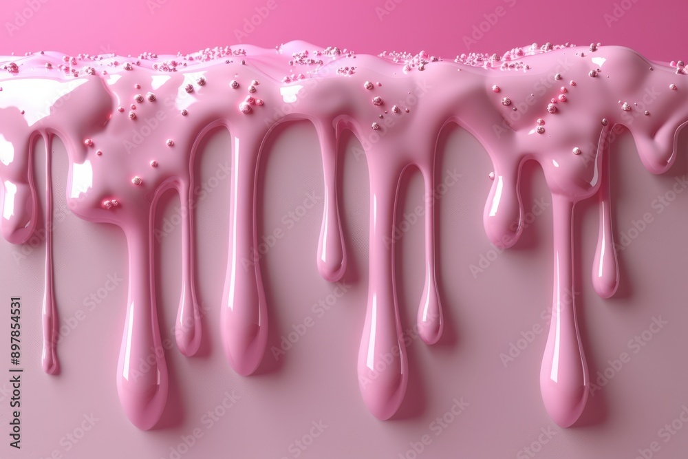 pastel ink color dripping from the bottom of a blank standing A3 paper ...