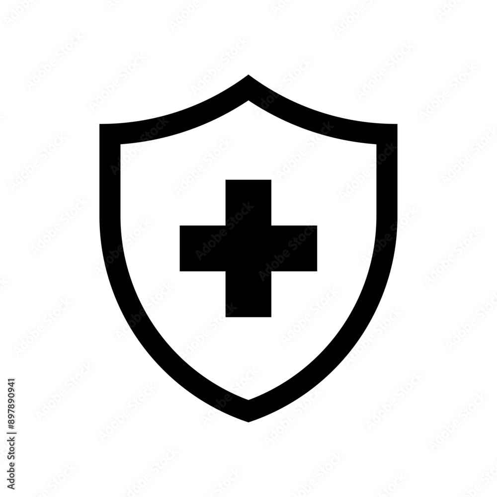 Shield with cross icon Stock Vector | Adobe Stock