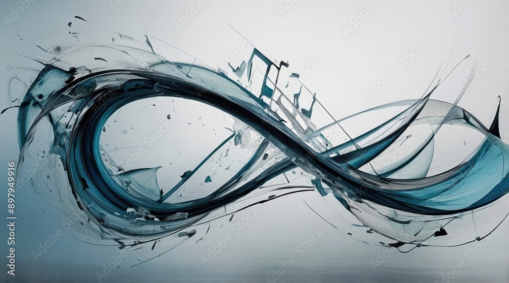 Abstract infinity symbol with dynamic fluid lines and blue swirls on a ...