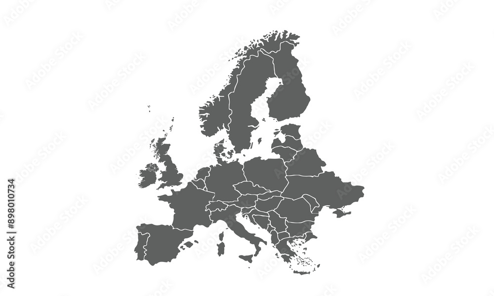 Political Map of Europe isolated on white background. for website ...