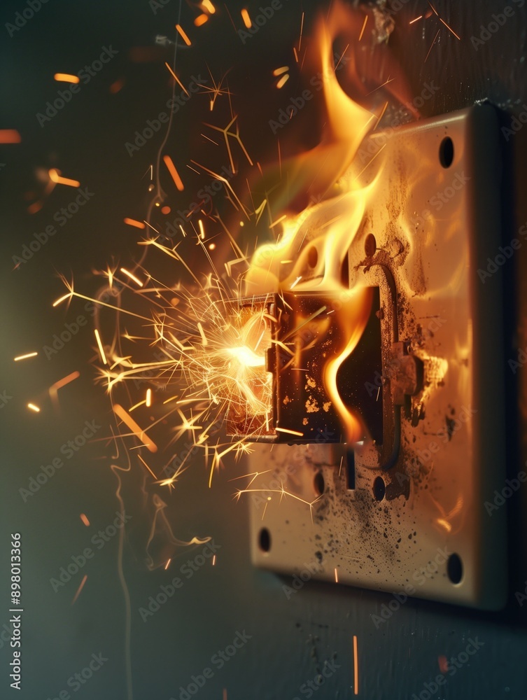 Electrical outlet sparking and catching fire, unsafe and damaged wiring ...