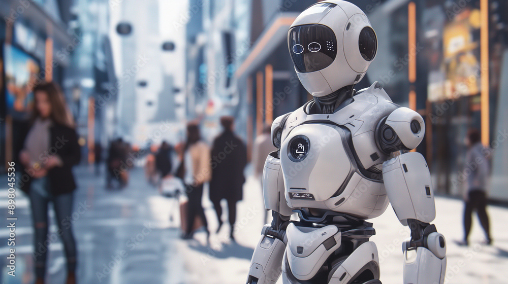 Cutting-Edge AI Technology: An advanced humanoid robot demonstrating ...