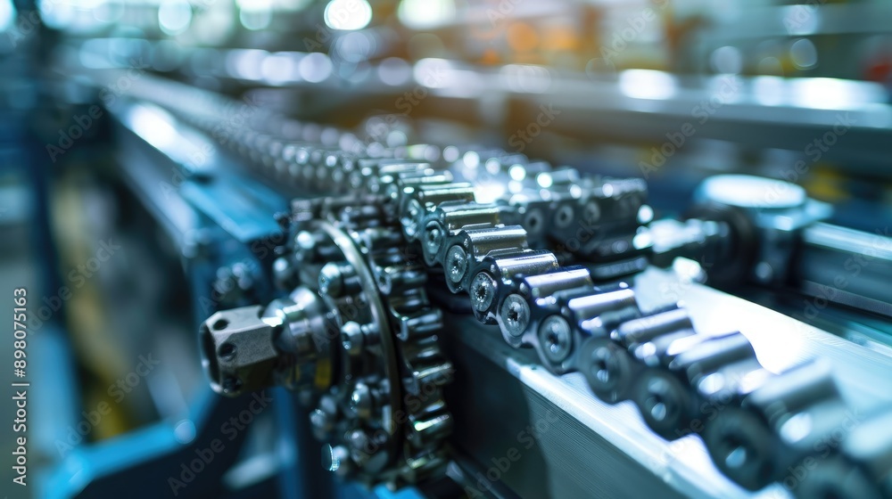 Conveyor Belt Gear Chain Drive Shaft in Manufacturing Process Stock ...