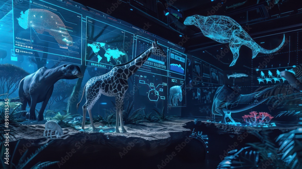 digital wildlife monitoring station where conservationists track animal ...