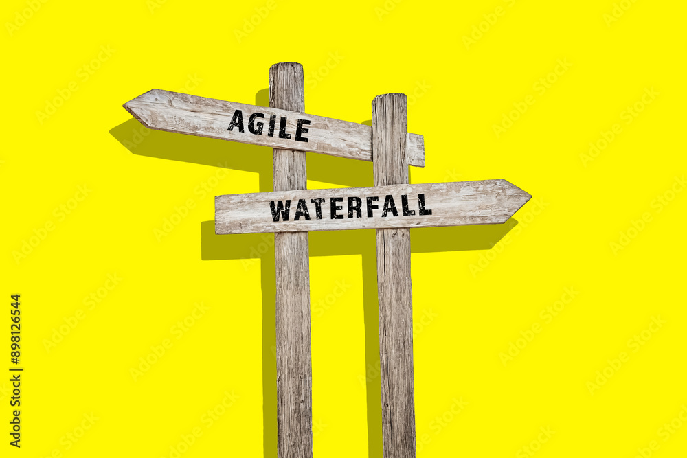 Agile vs Waterfall Signpost Stock Photo | Adobe Stock