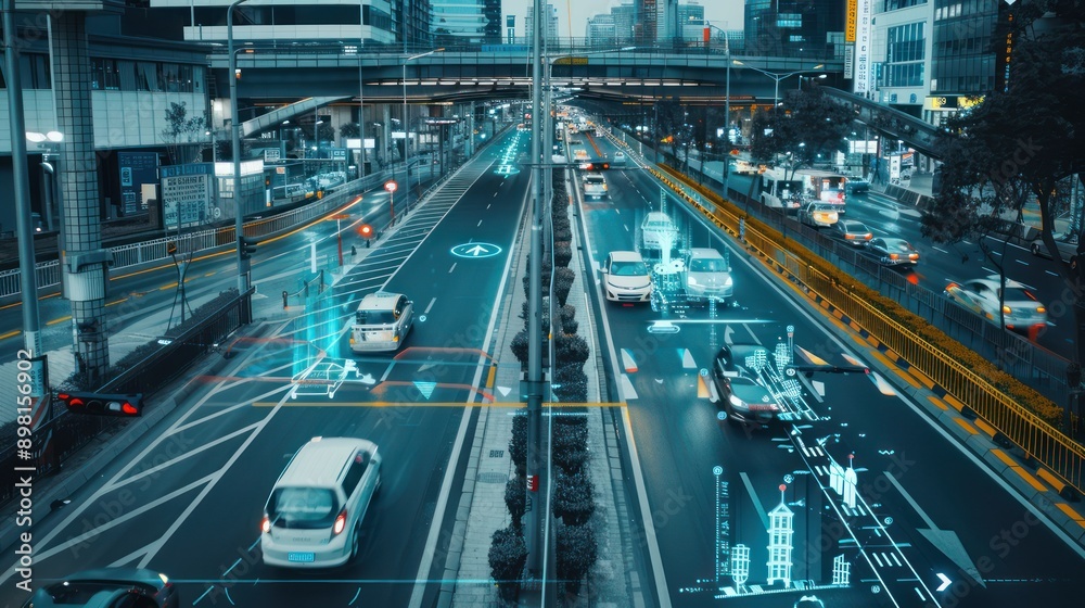 smart city monitoring system where engineers use AI to analyze traffic ...