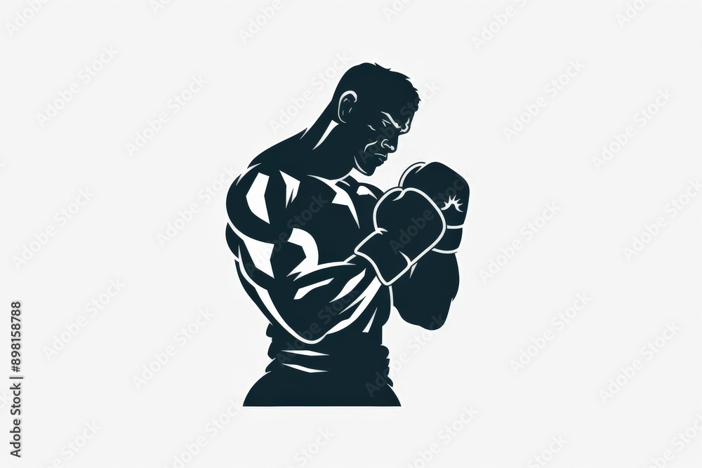This image depicts a muscular boxer in a striking dynamic pose ...