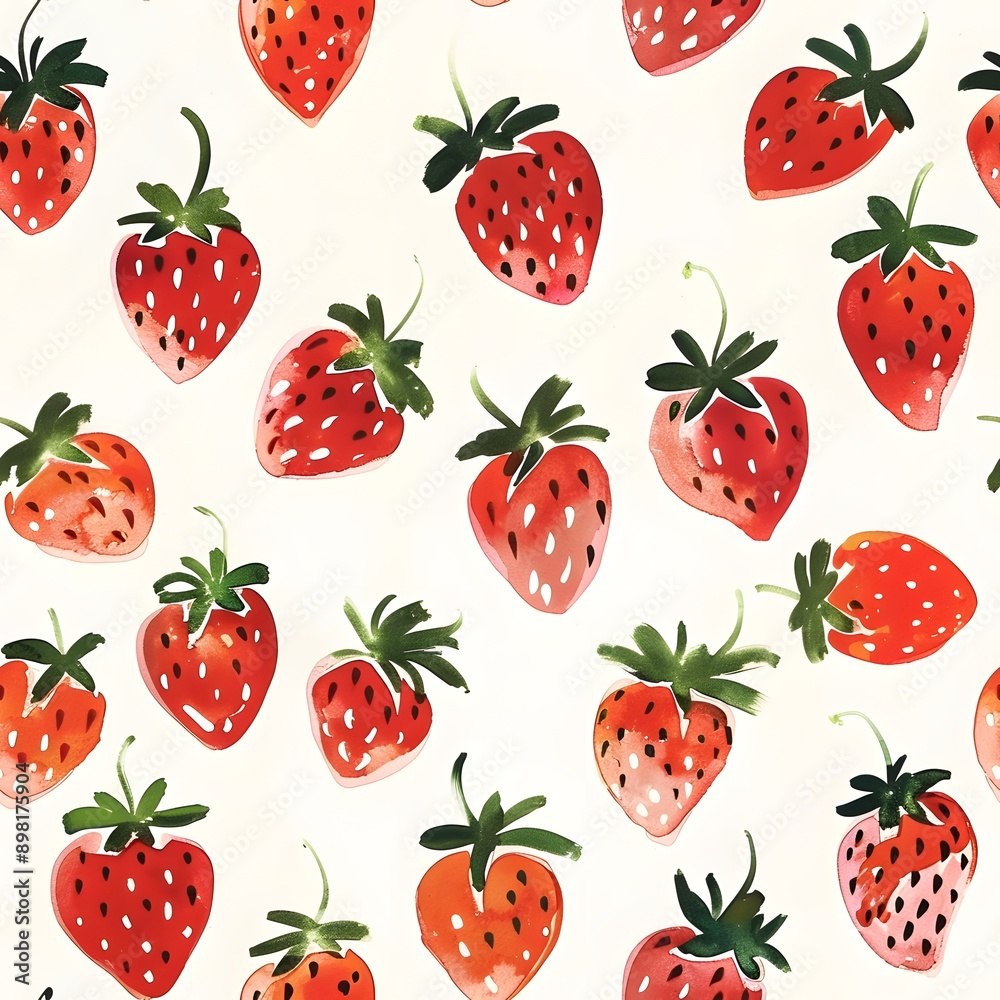 fruits, texture, seamless, watercolor, strawberry, vector, PNG, cute ...