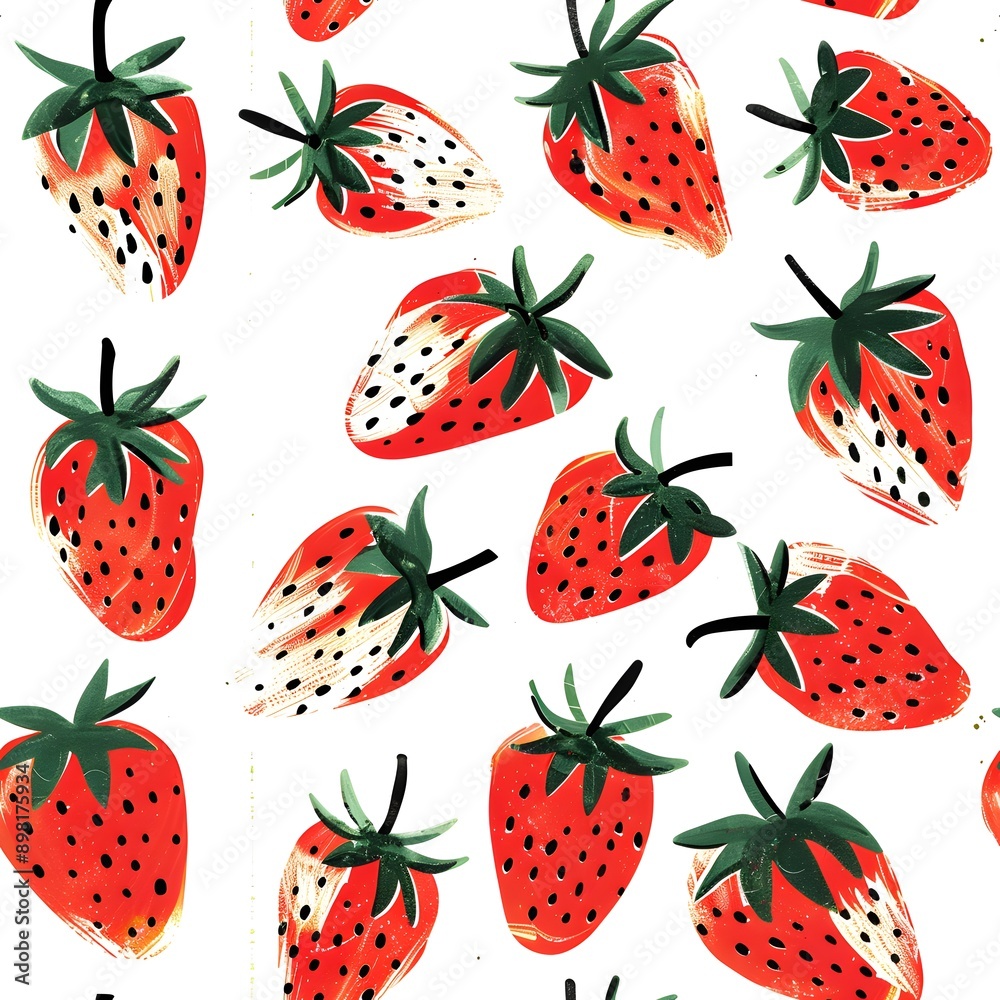 fruits, texture, seamless, watercolor, strawberry, vector, PNG, cute ...