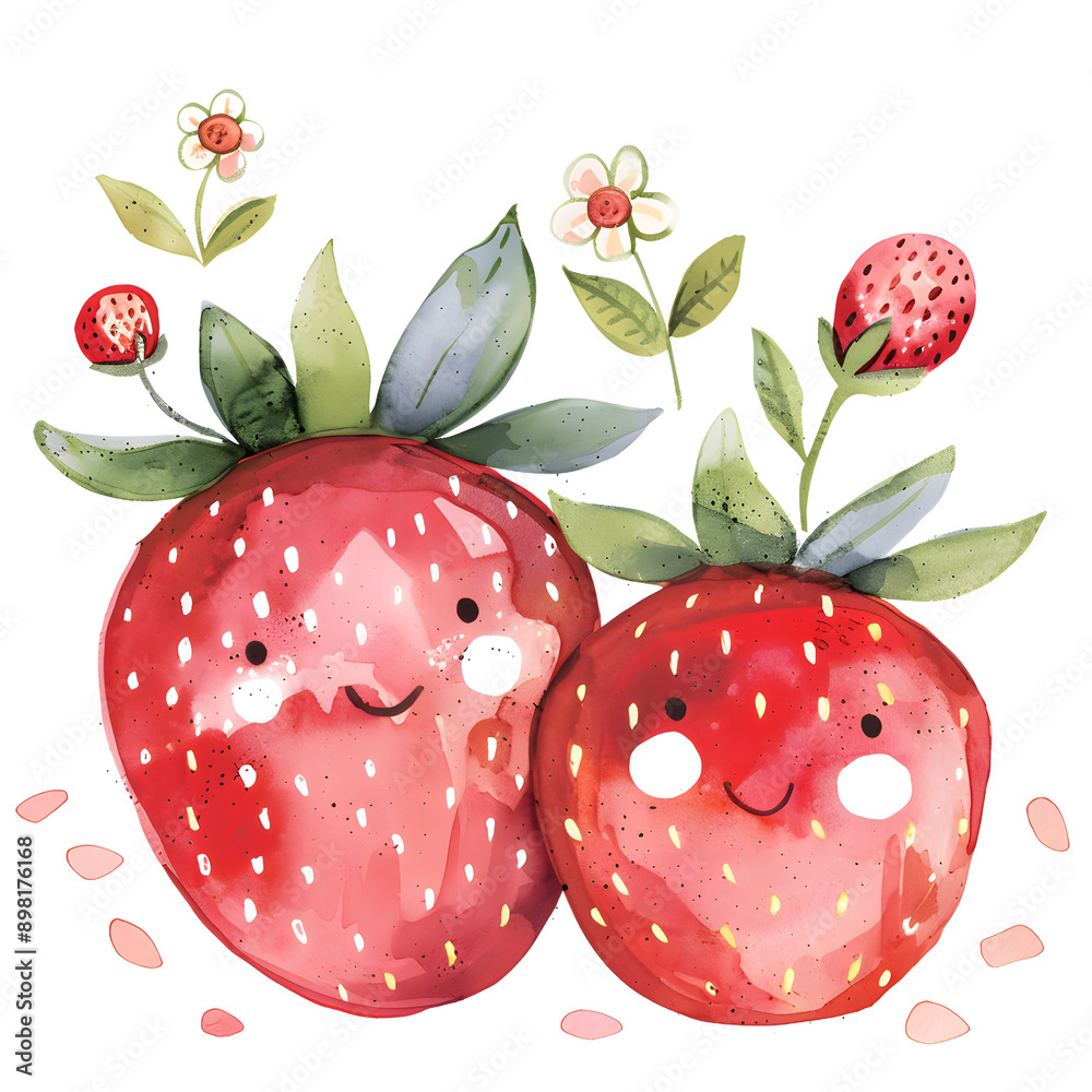 fruits watercolor style strawberry vector PNG, cute poster, vector ...