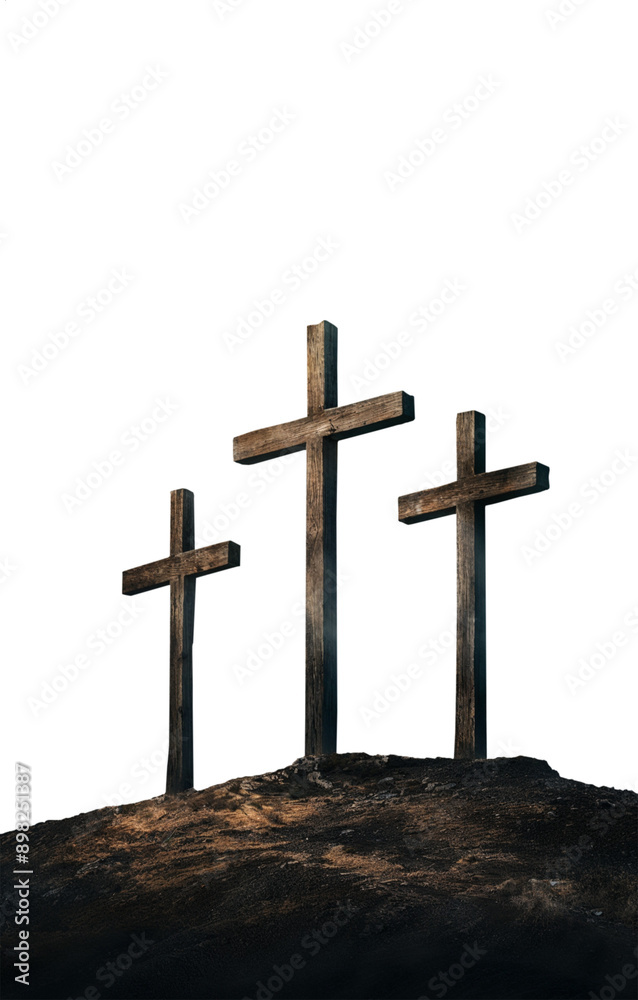 Powerful Image of Three Crosses on Golgotha Representing Jesus Christ's ...