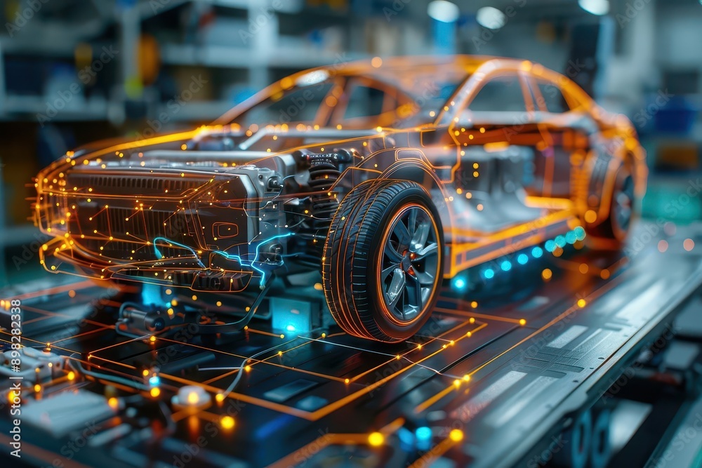 exploded view of electric vehicle battery hovering components energy ...