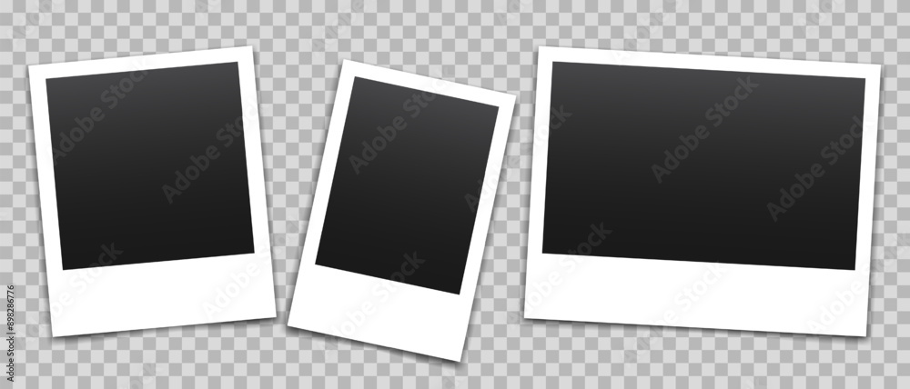 Vector empty photo frames with shadow isolated on transparent ...